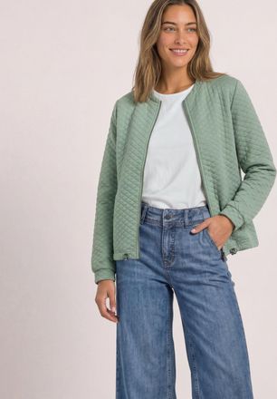 Street One Cardigan STREET ONE, Damen, Gr. 34, gr&uuml;n (eucalyptus gr&uuml;n), Stoff, 70% Polyester, 25% Viskose, 5% Elasthan, unifarben, comfort fit normal, Rundhals, B