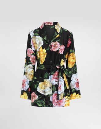 Dolce & Gabbana Pyjamabluse Aus Habotai-seide Pfingstrosen- Und Rosenprint - Frau Blusen Und Tops Drucken 42