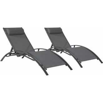 Happy Garden Happy Garden - 2er Set Liegen galapagos aus grauem Textilene - Aluminium anthrazitgrau