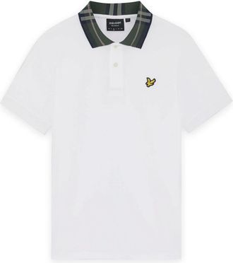 Lyle & Scott Homme, Tops, Blanc, Taille: 2XL Polo &agrave; Col Tartan