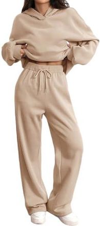 TOMWELL Survêtement Femme Ensemble 2 Pièce Jogging Suit Sport Décontracté Ensemble Jogging Couleur Unie Sportswear A Kaki XXL