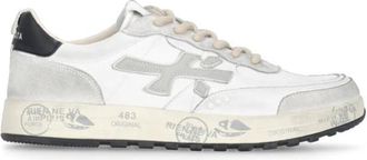 Premiata Homme, Chaussures, Blanc, Taille: 44 EU Baskets en cuir avec d&eacute;tails logo