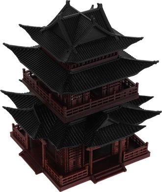 BESPORTBLE Miniatur Pavillon Modell Chinesische Pagodenstatue Rote Vintage Gartendekoration f&uuml;r Mikrolandschaften Aquarien und Zen G&auml;rten