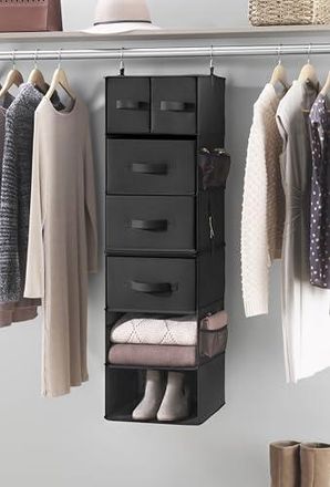 Whitmor Multifunktionaler Hänge-Organizer mit Schubladeneinsätzen, 5 Fächern, Schrank-Organizer, Schwarz