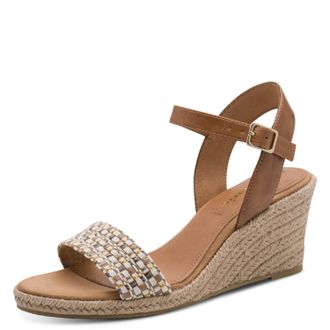 Tamaris Sandalette TAMARIS, Damen, Gr. 41, cognac, kombi, Lederimitat, Textil, Schuhe Sandalette, Sommerschuh, Riemchensandale in veganer Verarbeitung