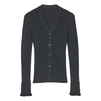 Cecilie Bahnsen Rippstrick-Cardigan aus Merinowolle - - Knitwear - Damen - Grau - S