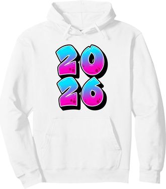 BDAZ 2026 Graffiti Neujahr Senior Highschool Blau Rosa Pullover Hoodie