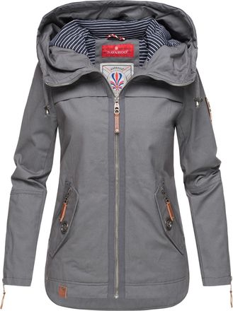 Navahoo Damen Jacke Fr&uuml;hling &Uuml;bergangsjacke Parka Mantel Kapuze B692 [B692-Wek-Anthrazit-Gr.S]