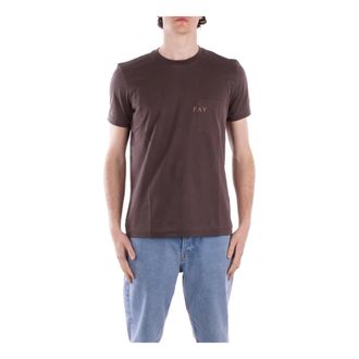 Fay Homme, Tops, Brun, Taille: S T-shirt Logo Poche Avant Coupe Standard