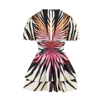 Roberto Cavalli Femme, Robes, Multicolore, Taille: 38 FR Ray Of Paradise Print Dress Mini