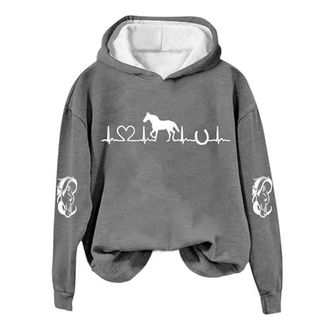 Generic 2026 Saint-Valentin Un sweat-shirt &agrave; capuche d&eacute;contract&eacute; sans poches et haut imprim&eacute; pour, gris, XL