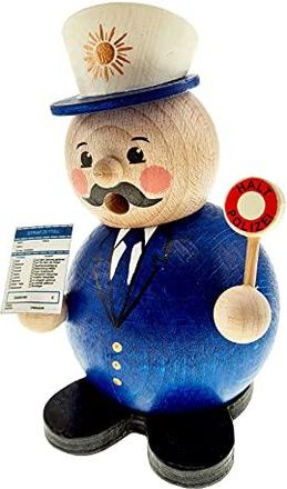 Hess Holzspielzeug 40038 - Original Kugel-R&auml;uchermann aus dem Erzgebirge, Design Polizist, handgefertigte R&auml;ucher-Figur aus Holz, R&auml;ucherm&auml;nnchen f&uuml;r R&auml;uch