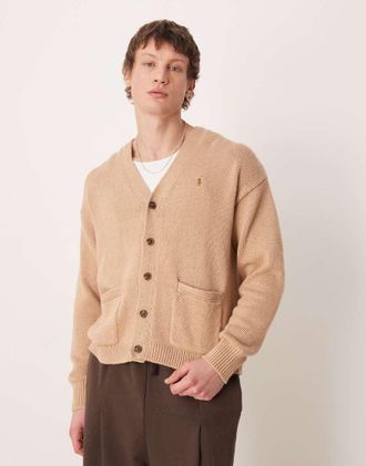 Polo Ralph Lauren Gilet en maille &agrave; logo embl&eacute;matique - Fauve-Brown