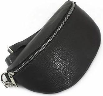 Generic VP105 Sac banane en cuir véritable pour femme Style italien, Noir, Medium