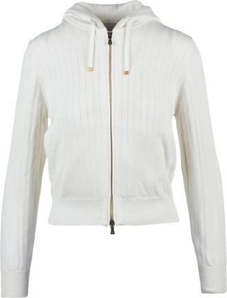 Eleventy Femme, Sweatshirts et sweats &agrave; capuche, Blanc, Taille: 36 FR Felpa corta in maglia