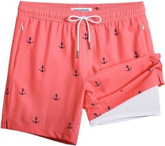 Maamgic Homme Short de Bain 2 en 1 à séchage Rapide avec Doublure | Séchage Rapide Short de Natation décontracté Boardshorts avec Pantalon intérieur et Poche,