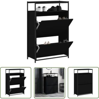 vidaXL The Living Store - Schuhschrank Schwarz 75x34x112 cm Holzwerkstoff - Schuhschrank - Schrank F&uuml;r Schuhe - Schuhregal - Garderobe - Einbauschrank