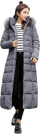 Generic Vestes pour femmes 2026 Manteau &agrave; capuche long rembourr&eacute; avec poches, gris, XXL