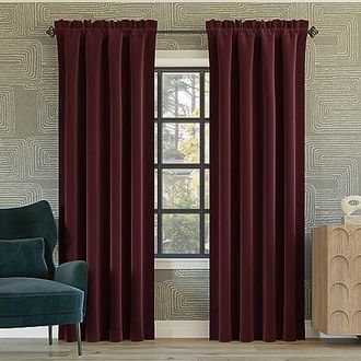 Sun Zero Sun Zero Oslo Verdunkelungsvorhang f&uuml;r Stangen, 132,1 x 241,3 cm, Weinrot