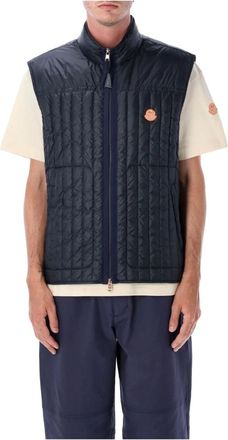 Moncler Homme, Vestes, Bleu, Taille: XL Gilet de plein air élégant bleu marine