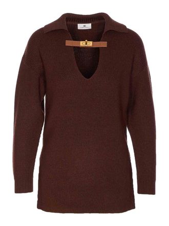 Elisabetta Franchi Pull Col Rond - Marron