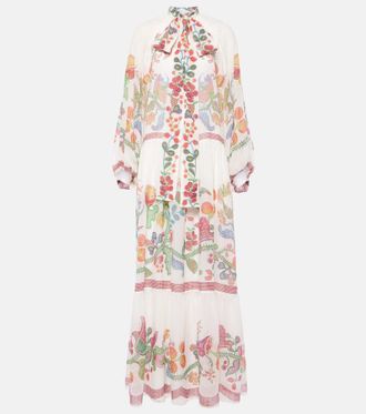 La DoubleJ Robe longue Athena imprimée en soie