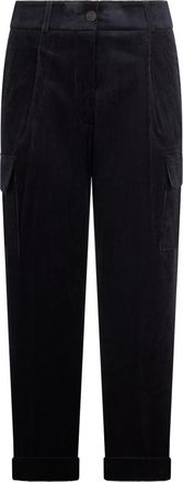 PESERICO Femme, Pantalons, Noir, Taille: 44 FR Pantalon en velours noir au design minimaliste et polyvalent