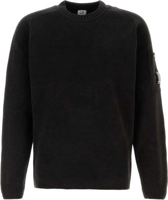 C.P. Company C.p. Company, Homme, Pulls, Noir, Taille: L Cotton Chenille Crewneck Lens Sweater
