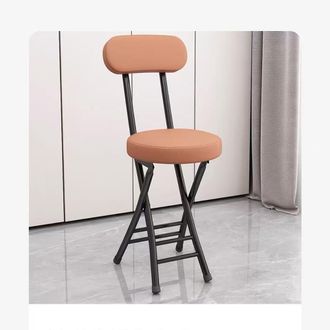 Generic Tragbarer, Faltbarer Barhocker mit R&uuml;ckenlehne, runder, gepolsterter K&uuml;chenstuhl, Essplatz aus Kunstleder f&uuml;r Fr&uuml;hst&uuml;cksbar, Wohnzimmer und Studentenw