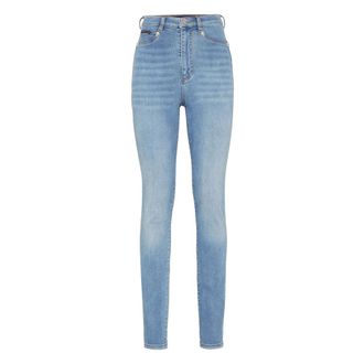 Philipp Plein Femme, Jeans, Bleu, Taille: W27 Crystal Skull Denim Super High Waist Jegging