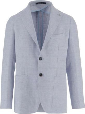Tagliatore Homme, Vestes, Bleu, Taille: 2XL Veste crois&eacute;e en m&eacute;lange de lin