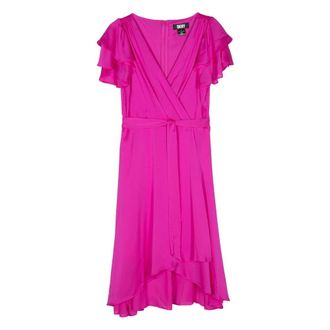 DKNY Dkny - Robe Midi Bleue &agrave; Double Volant - Femme - Robes - Rose - Taille: 36 FR