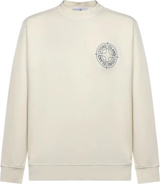 Stone Island Homme, Sweatshirts et sweats &agrave; capuche, Blanc, Taille: XL Logo Crewneck SweaT-shirt