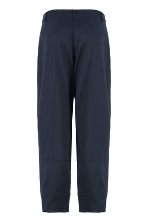 Pinko Womens Straight Trousers Wool-Blend Navy Polyester
