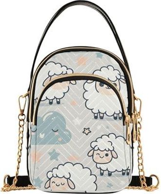 Mnsruu Sac à bandoulière pour femme avec sangle réglable - Motif moutons et animaux de la forêt