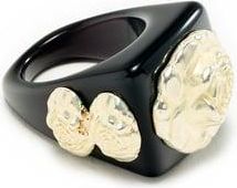 La Manso Bague Black on Silver Roseton