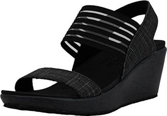 Skechers Femme Rumbers-Sci FI Sandale cale, Noir, 39.5 EU