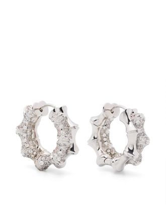 Eddie Borgo Double Pavé Bambu hoop earrings - Argent