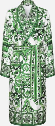 Dolce & Gabbana Morgenrock Aus Seidentwill Majolika-print - Mann Unterwäsche Und Loungewear Drucken 48
