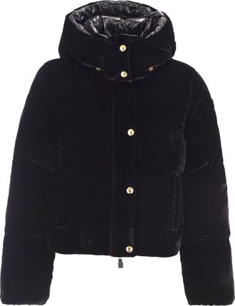Elisabetta Franchi Doudoune en velours &agrave; capuche