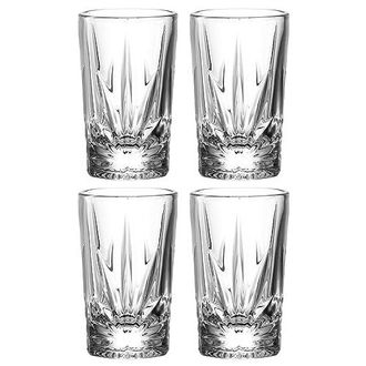 Leonardo Capri Stamper 4er Set - Schnapsglas mit Facetten-Optik, hochwertig verarbeitet - Inhalt 70 ml - Spülmaschinengeeignet - 4 Likörgläser transparent, 022
