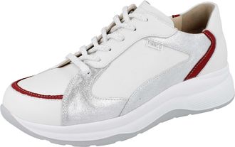 Finn Comfort FINNCO Piccadilly Damen Halbschuhe Sneaker Weiss rot Silber Leder