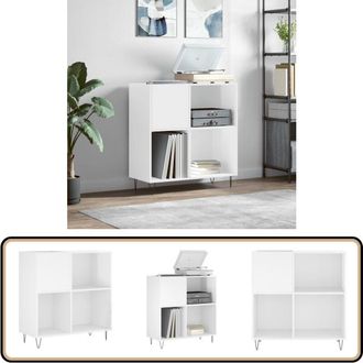 vidaXL Plattenschrank Hochglanz-Weiß 84,5x38x89 cm Holzwerkstoff - Plattenspeicher - Schallplattenregal - Vinylschrank - Wohnzimmermöbel - Industrielles