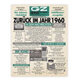 Stuff4 66. Vintage Bilder Poster Ungerahmt - Zur&uuml;ck im Jahr 1960 Zeitung - Wandbilder Wohnzimmer Schlafzimmer Vintage 65 Jahrgang Geboren, 20cm x 25cm Wand D