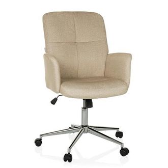 hjh OFFICE Moderner Home-Office Stuhl SOLAO 400 Schreibtischstuhl Drehstuhl mit Rollen, Wippfunktion, höhenverstellbar, gepolstert, Beige