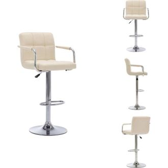 vidaXL Barhocker Creme Stoff - Barhocker - K&uuml;chenhocker - Esszimmerstuhl - Drehstuhl - Cremefarbene M&ouml;bel