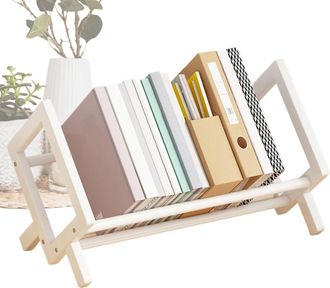 Generico Schreibtisch-Regal: Kleines Thekenregal, Neigungs-Organizer, kompaktes Schreibtisch-Aufbewahrungsregal, B&uuml;cherregal aus Holz, tragbar