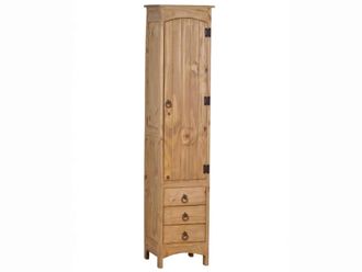 MiaM&ouml;bel Hochschrank Mexico M&ouml;bel 35x160x35 cm Landhausstil Massivholz Pinie Honig