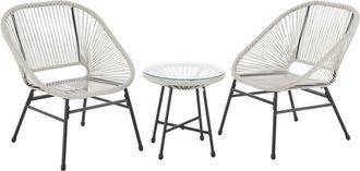 SVITA Tulum Meubles de balcon 3 pièces. Salon de jardin chaises de balcon avec table blanc - Svita