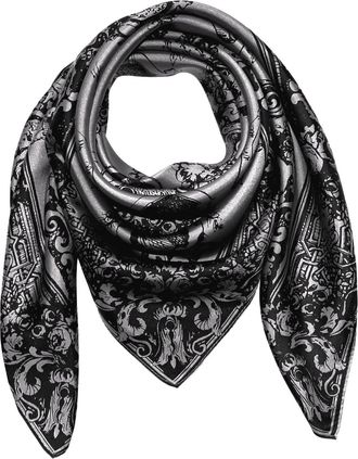 Lorenzo Cana Luxus Seidentuch aufwändig bedruckt Tuch 100% Seide 90 cm x 90 cm harmonische Grau Farben Damentuch Schaltuch 89173